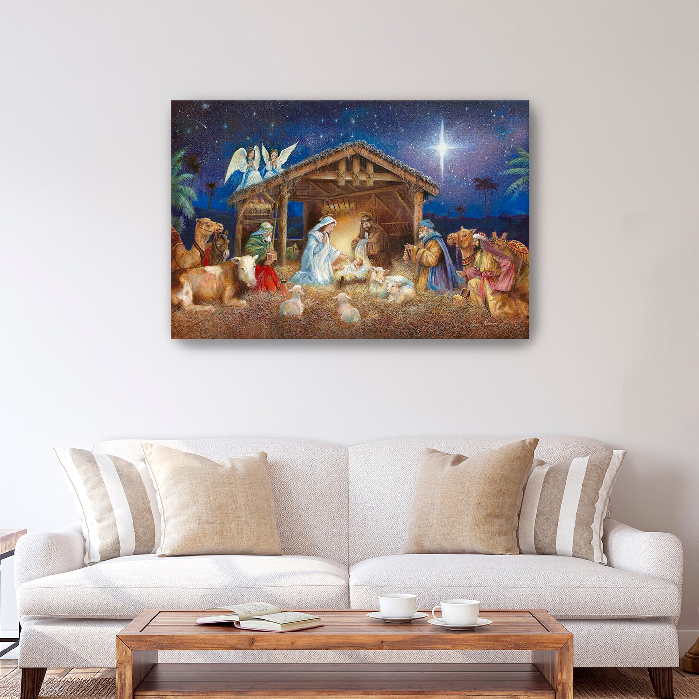 Nativity Scene Northern Star Canvas Wall Art: Made of Premium Quality ...