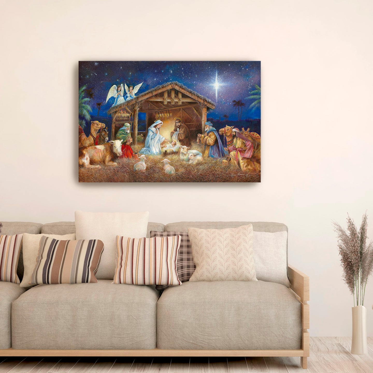 Nativity Scene Northern Star Canvas Wall Art: Made of Premium Quality ...